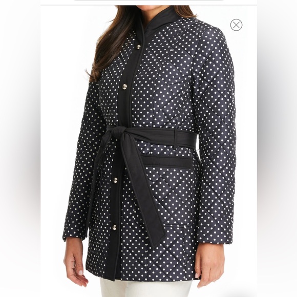 kate spade | Jackets & Coats | Polka Dot Belted Quilted Jacketkate ...